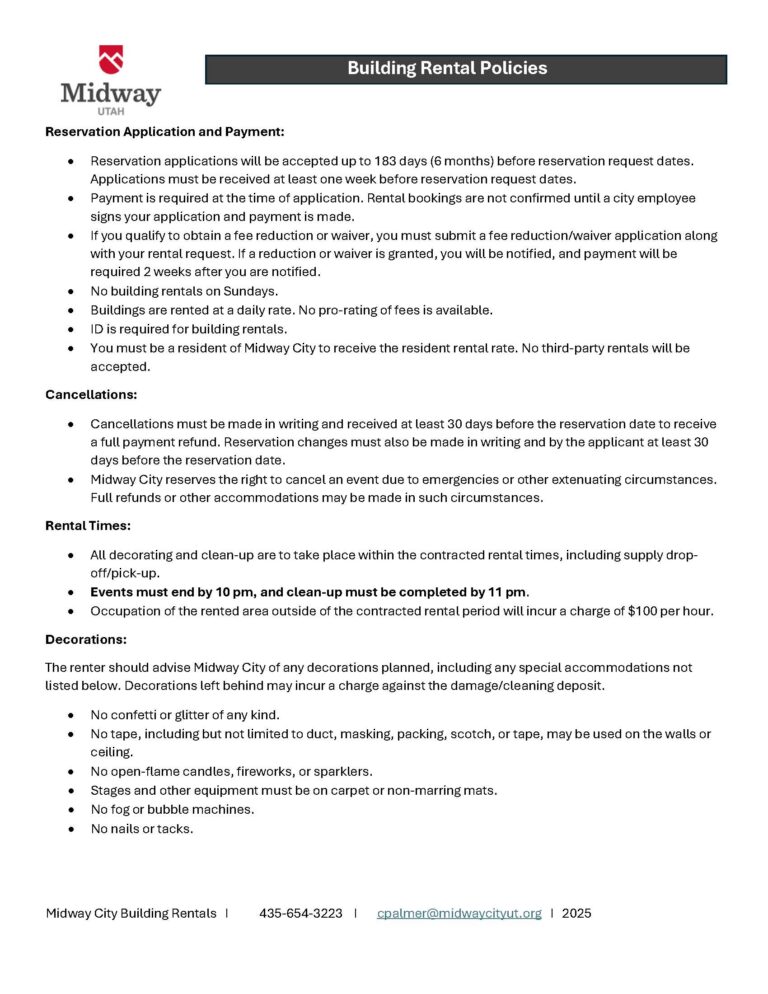 City Building Rental - City of Midway